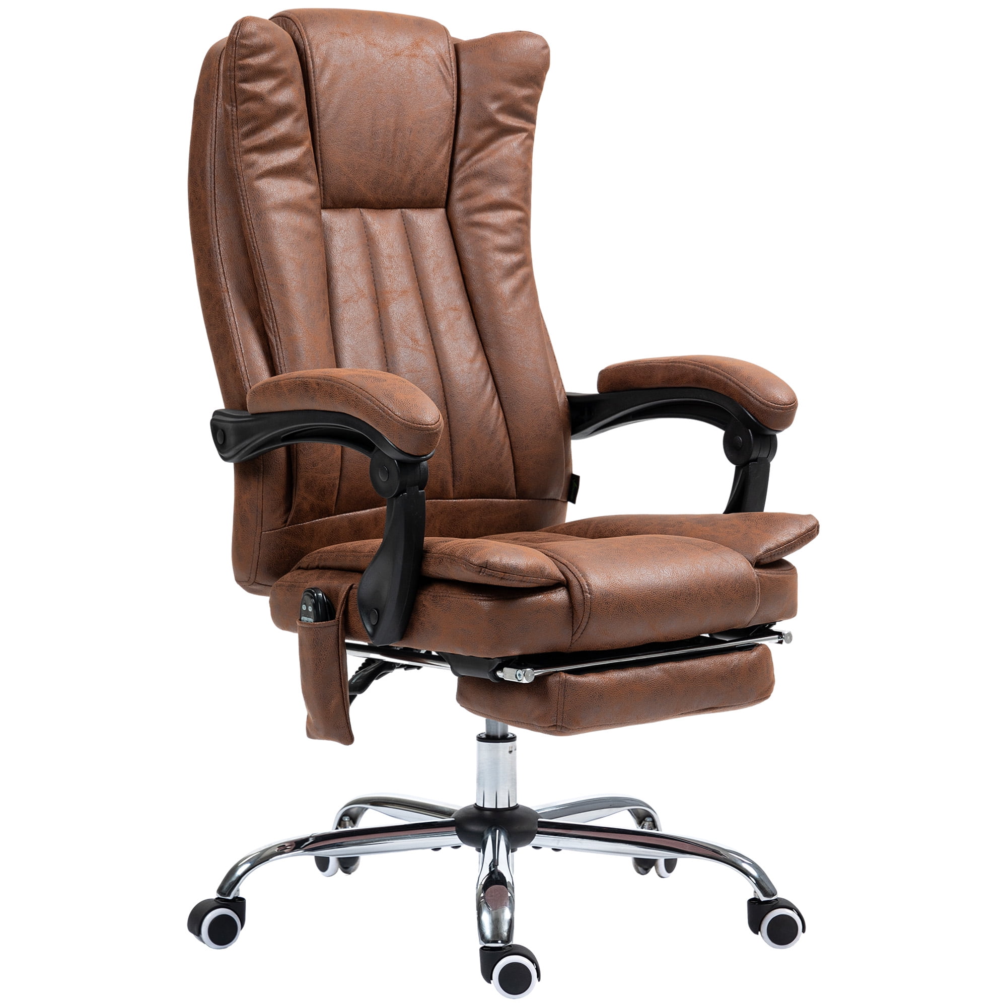 Vinsetto Massage Office Chair, High Back Reclining Desk Chair, Brown ...