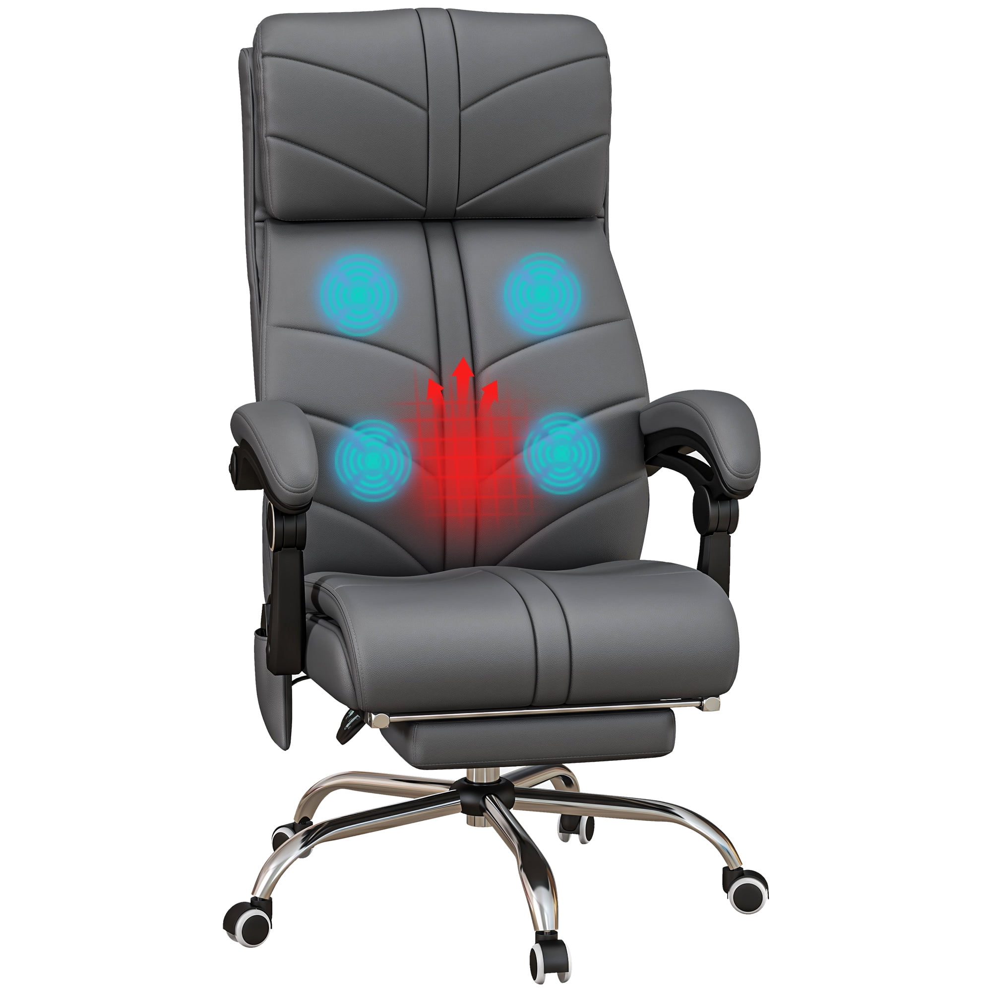 Vinsetto Massage Office Chair with 4 Vibration, Heat, Reclining, Gray ...