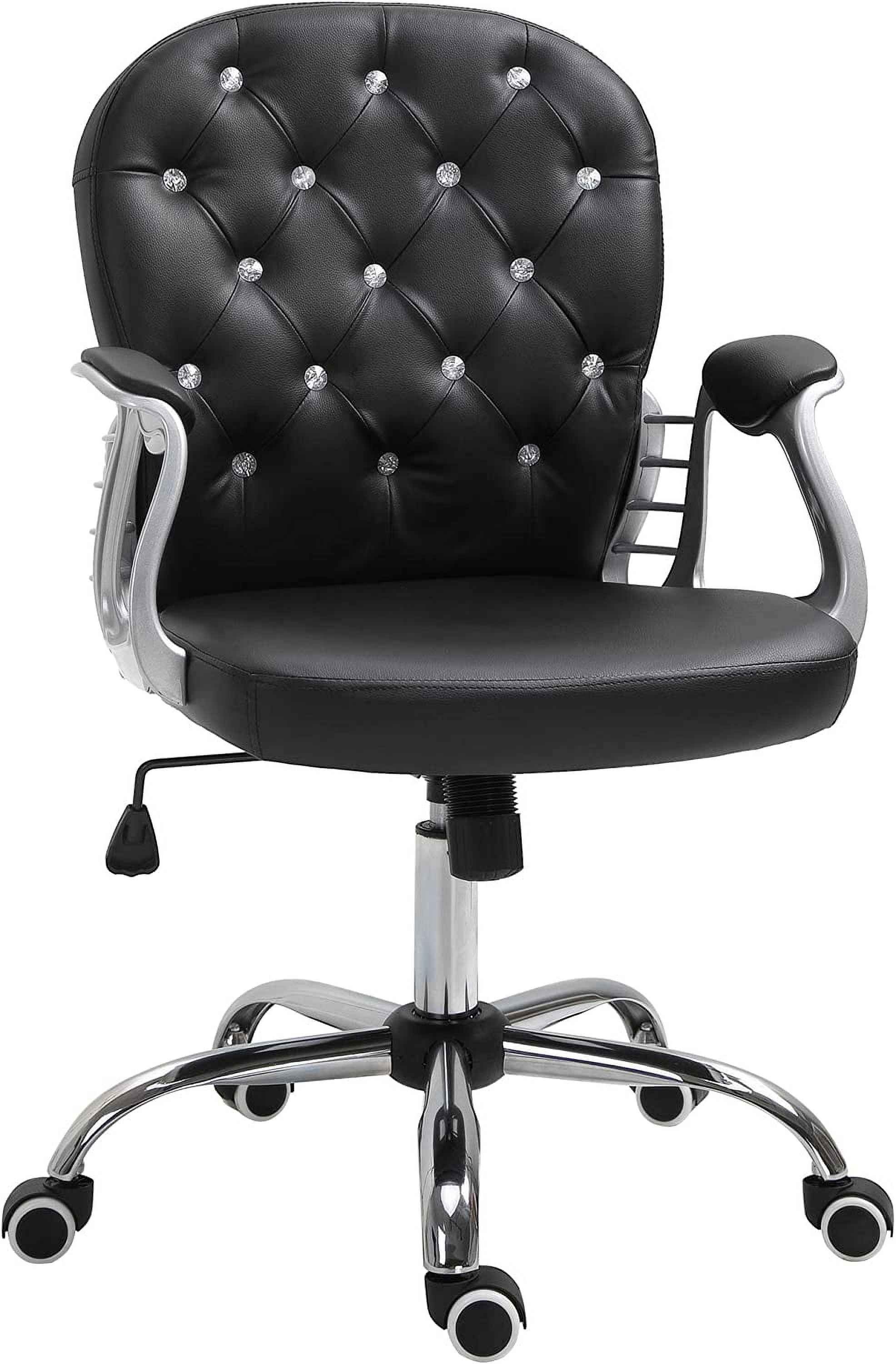 Vinsetto PU Leather Home Office Chair, Button Tufted Desk Chair with ...