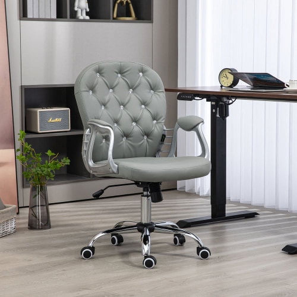 Vinsetto PU Leather Home Office Chair, Button Tufted Desk Chair with ...