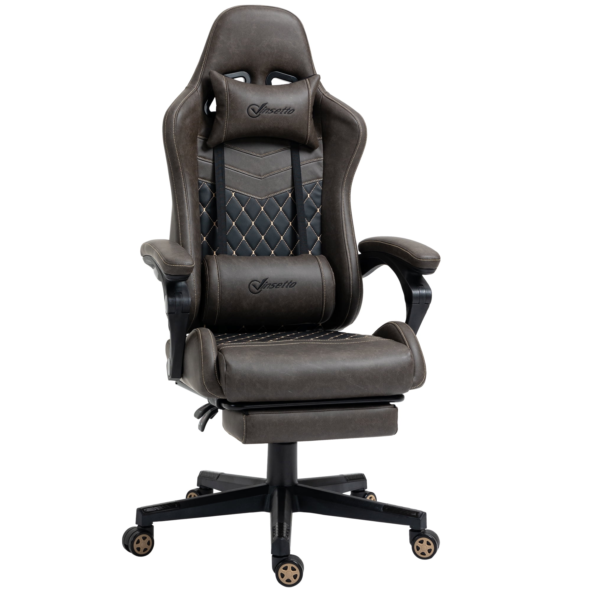 Vinsetto Racing Gaming Chair Diamond PU Leather Office Gamer Chair High Back Swivel Recliner ...