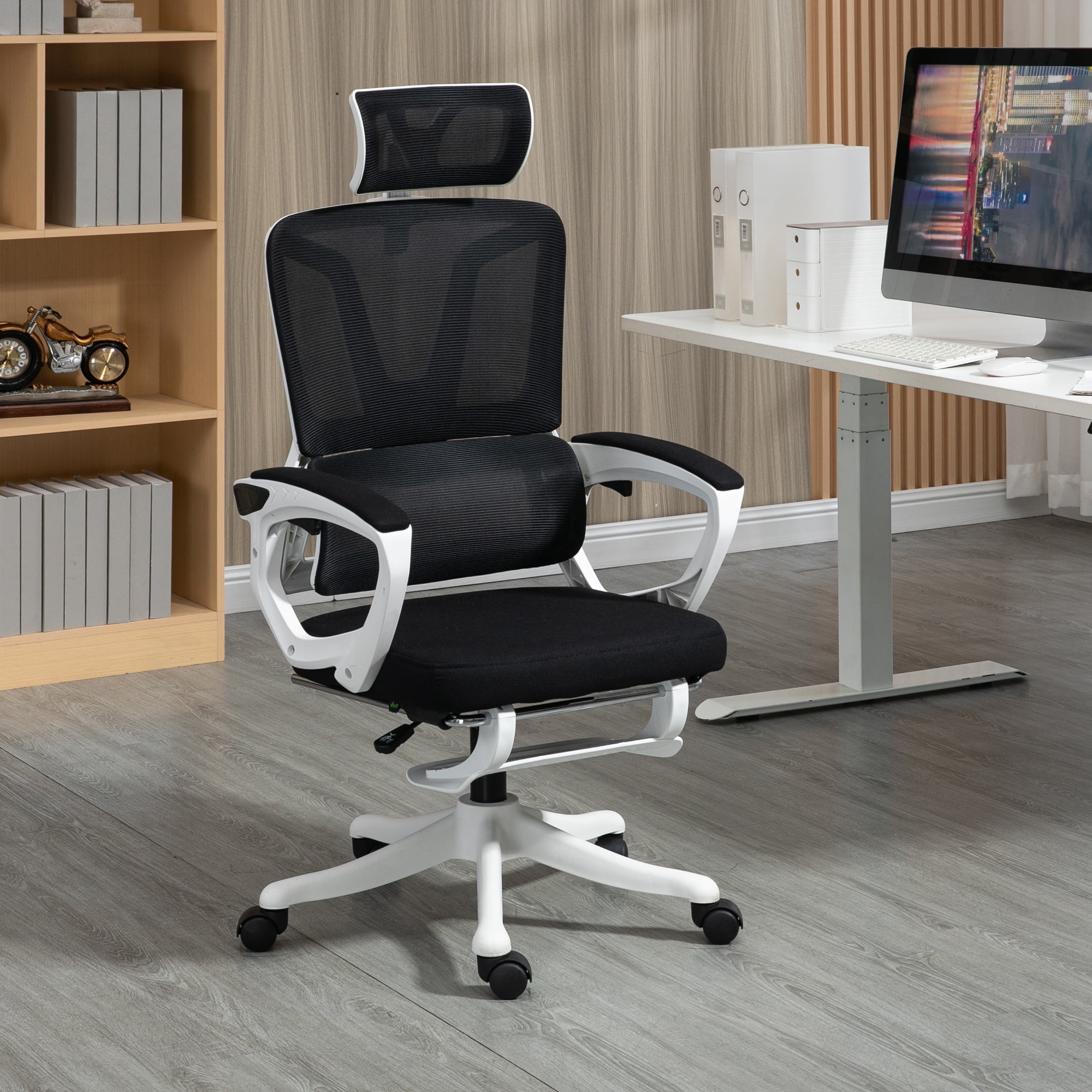 Vinsetto Reclining Office Chair with Adjustable Headrest, Lumbar ...