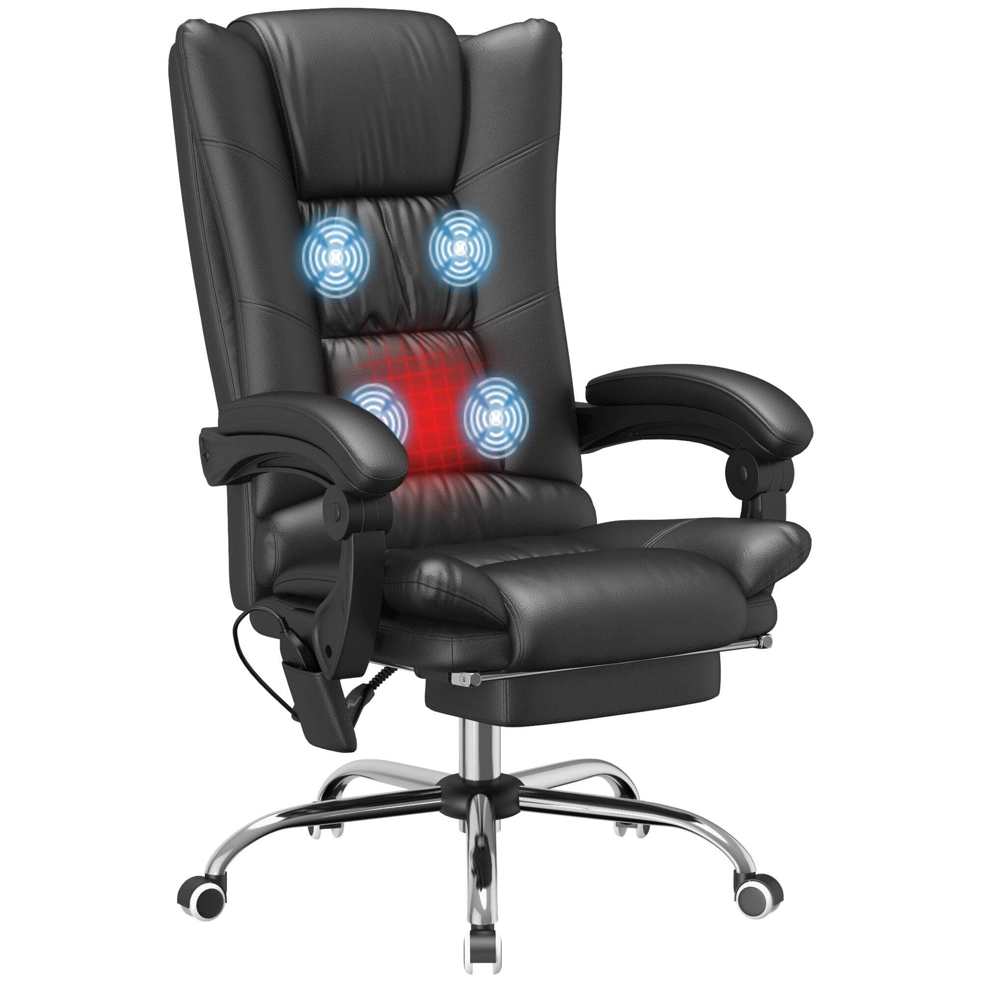 Vinsetto Vibration Massage Office Chair With Heat, Footrest, Black ...
