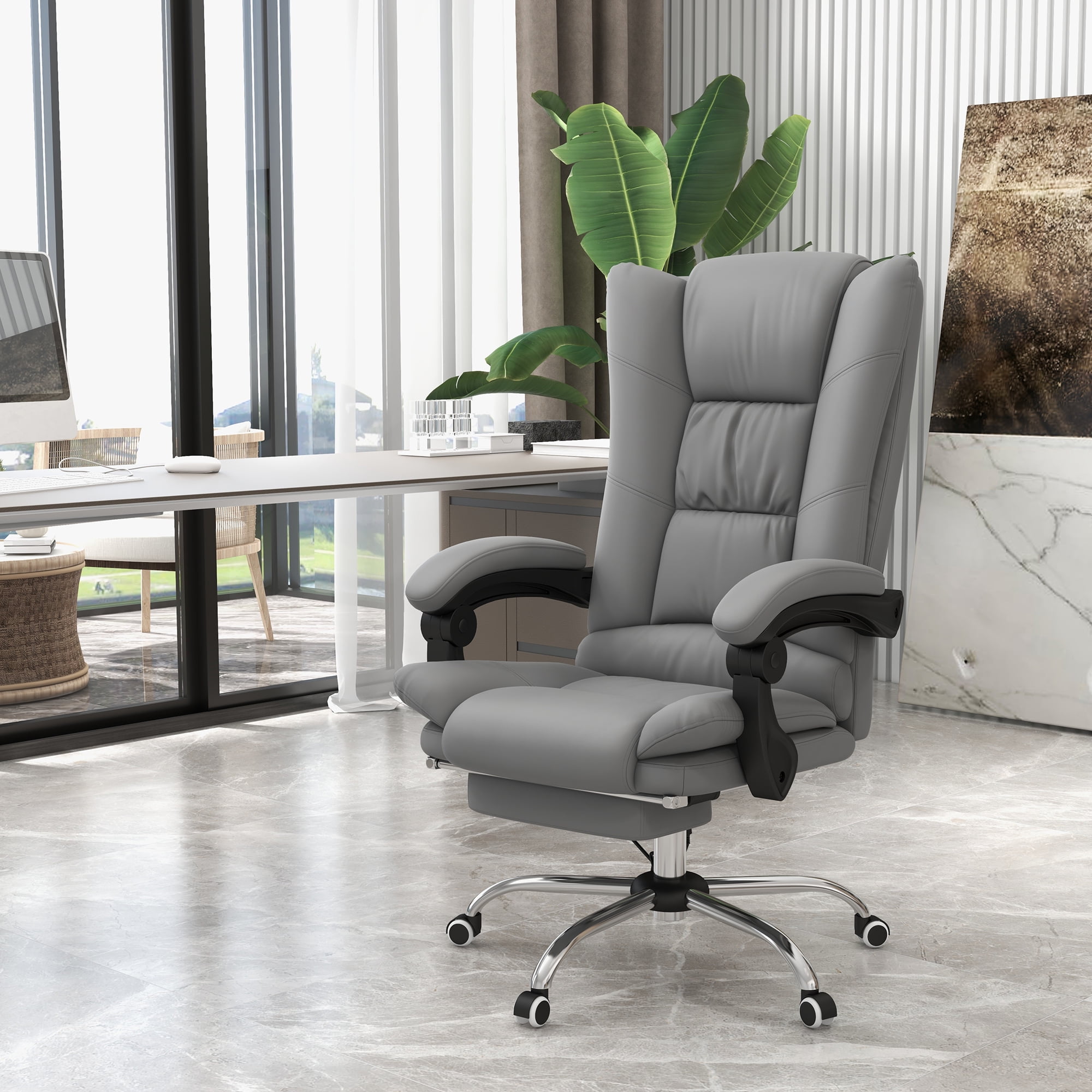 Vinsetto Full Back Desk Vibration Massage Office Chair with Heat and ...