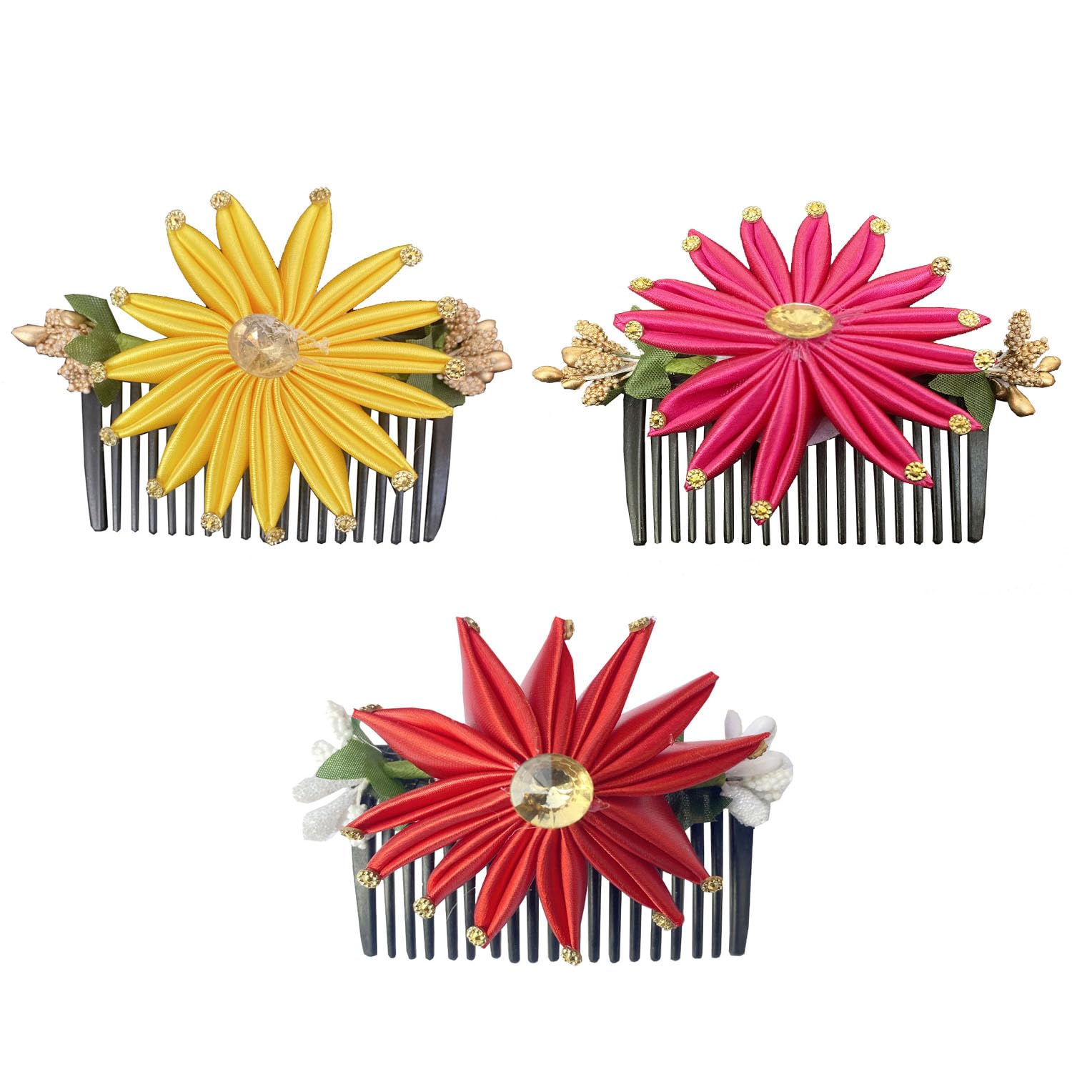VinshBond Artificial Flower Comb JudaBun Comb Side Comb Floral Hair ...