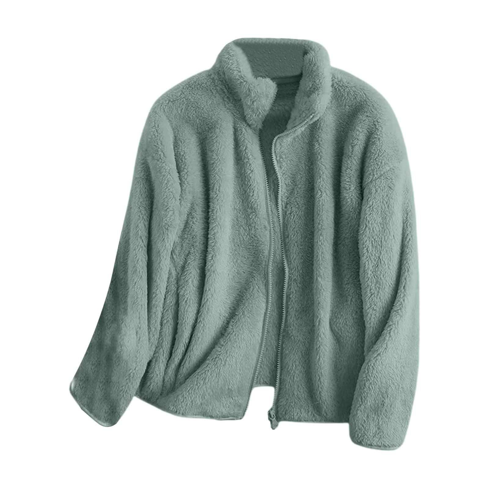 Vinsonshop Sherpa Jacket Fuzzy Coats for Women Soft Fleece Jacket Women ...