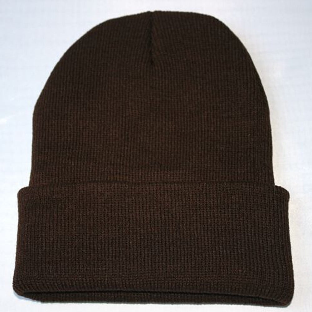 Vinsonshop Winter Beanie Acrylic Knit Cuffed Plain Hats Skull Cap Knit ...