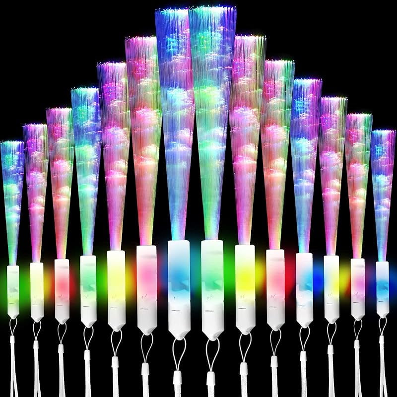 Vinsot 80 Pcs Fiber Optic Wands Glow Wands LED Lighted Fiber Optic Glow ...