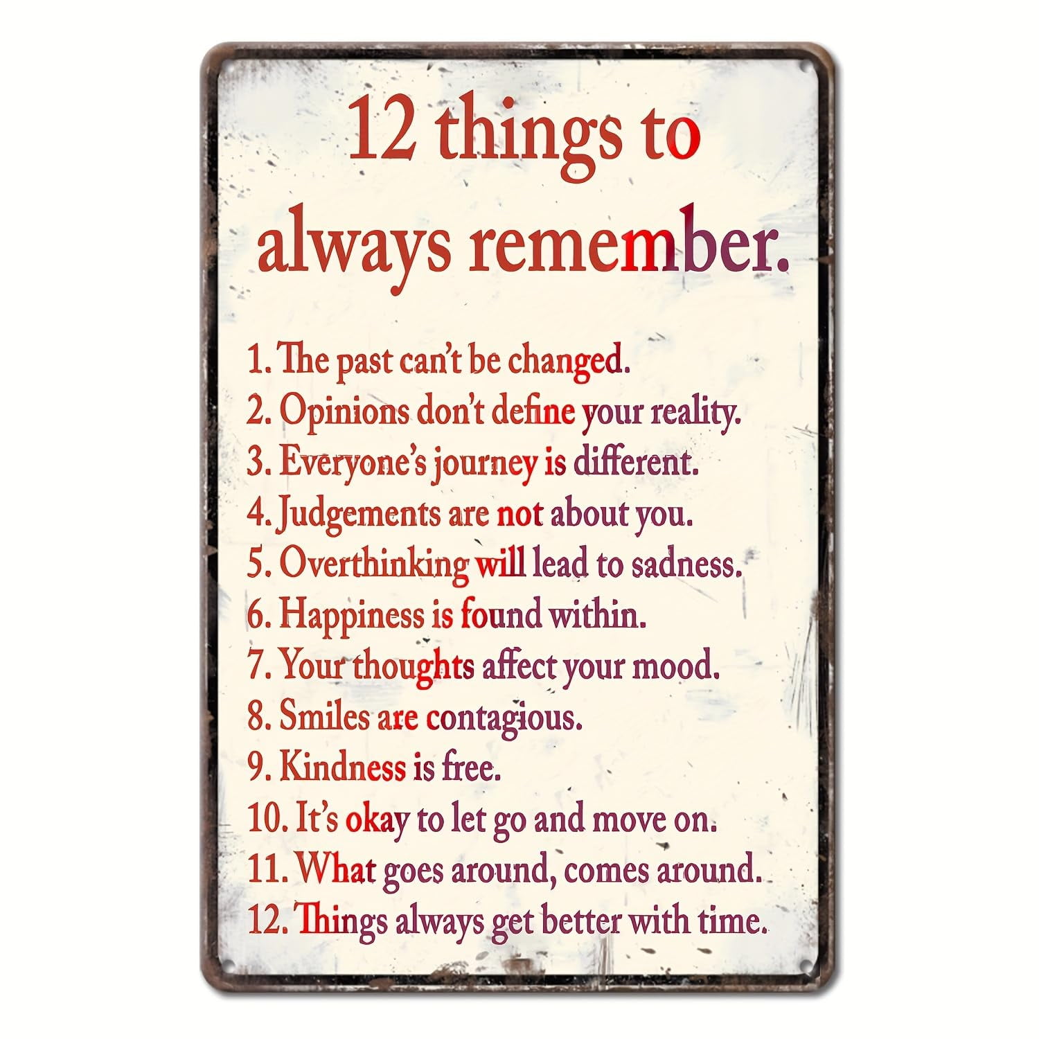 Vintage 12 Things to Always Remember Metal Tin Sign Tin Poster Wall are ...
