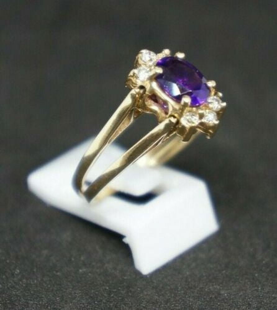 Vintage 14k Yellow Gold Natural Amethyst And Diamonds Reversible Flip ...