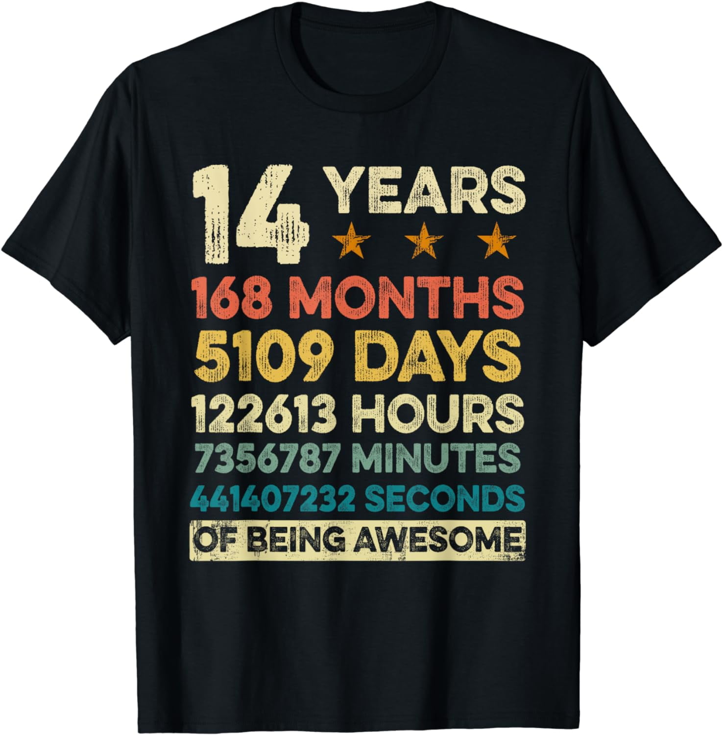 Vintage 14th Birthday Gift 14 Years Old 168 Months T-Shirt - Walmart.com