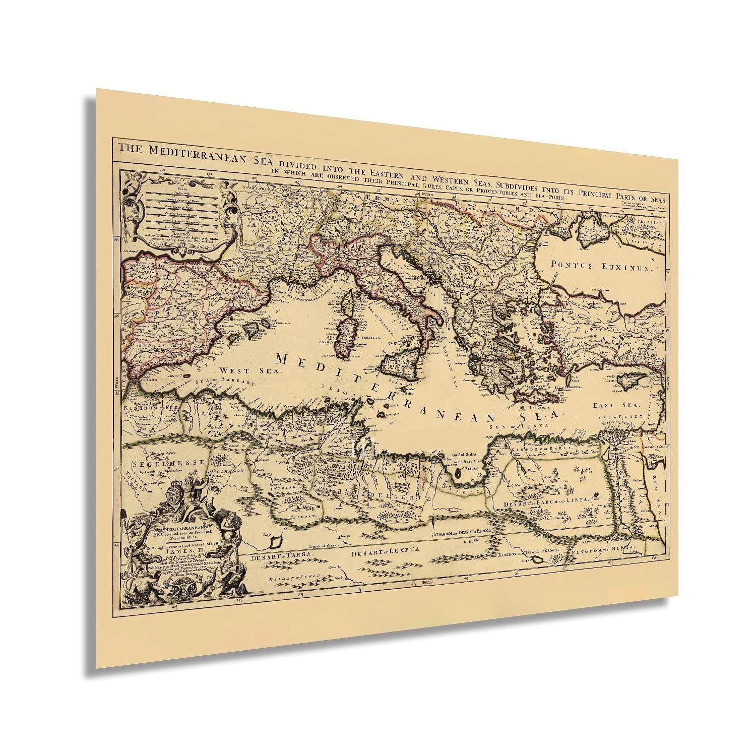 Vintage 1680 Mediterranean Sea Map Print Vintage Map of the ...