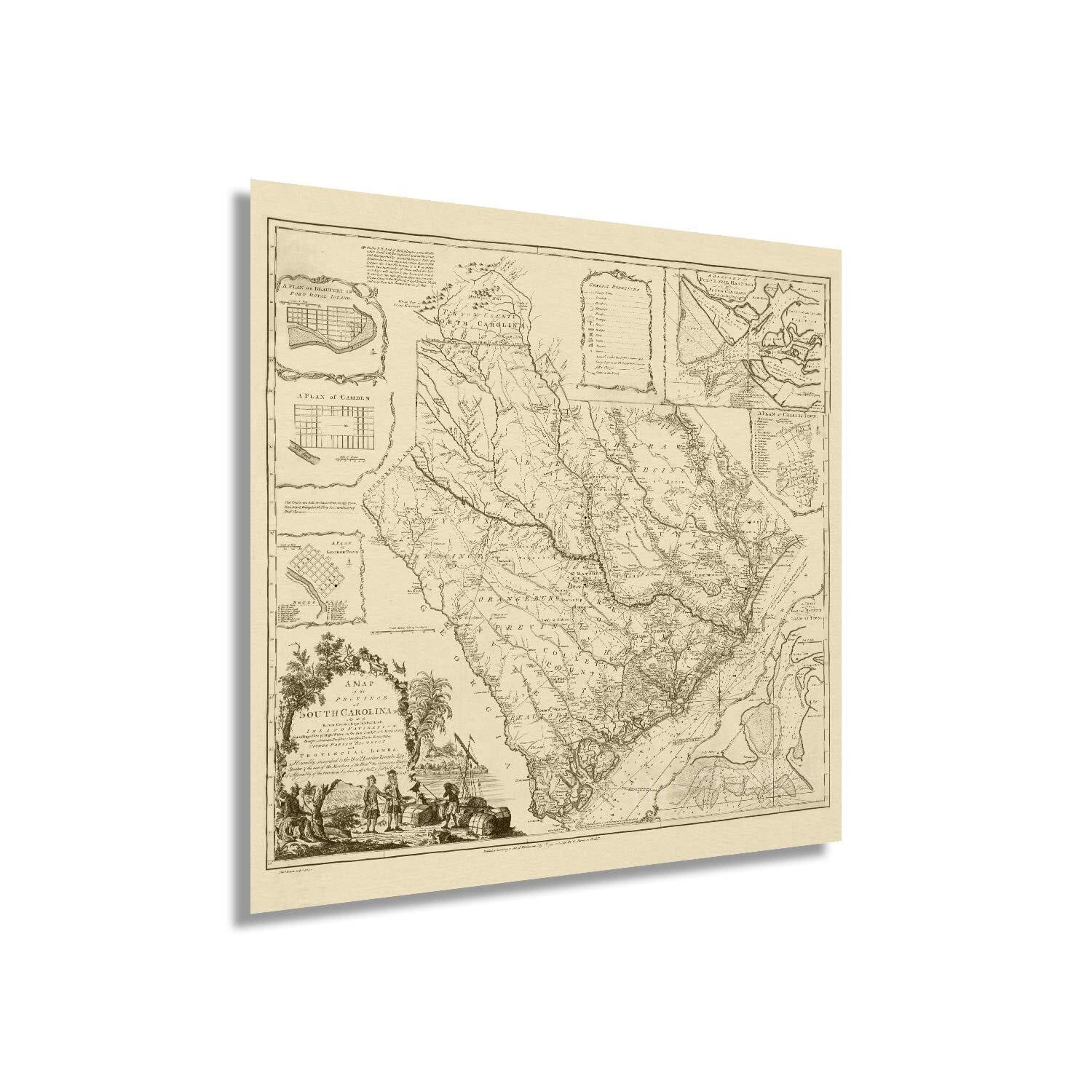 Vintage 1773 Map of South Carolina Vintage Map Wall Art - American ...