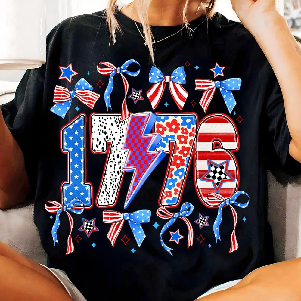 Vintage 1776 Coquette Bow, 4Th Of July, Patriotic Lightning Bolt ...