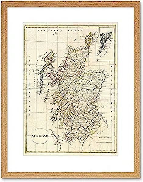 Vintage 1799 Clement Cruttwell Shire Map Scotland Shetland Isles Framed Wall Art Print Picture ...