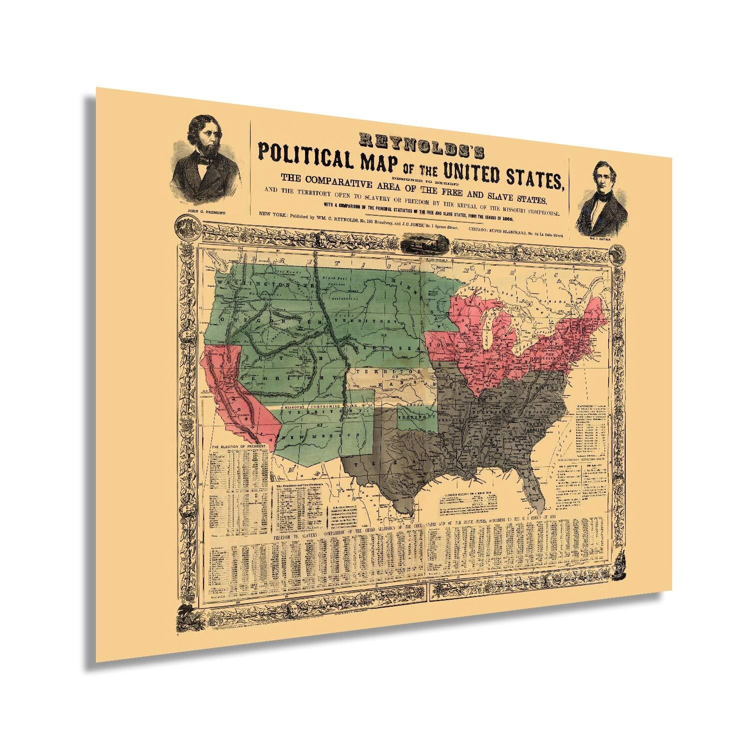 Vintage 1856 United States Political Map Pre Civil War Map Displaying ...