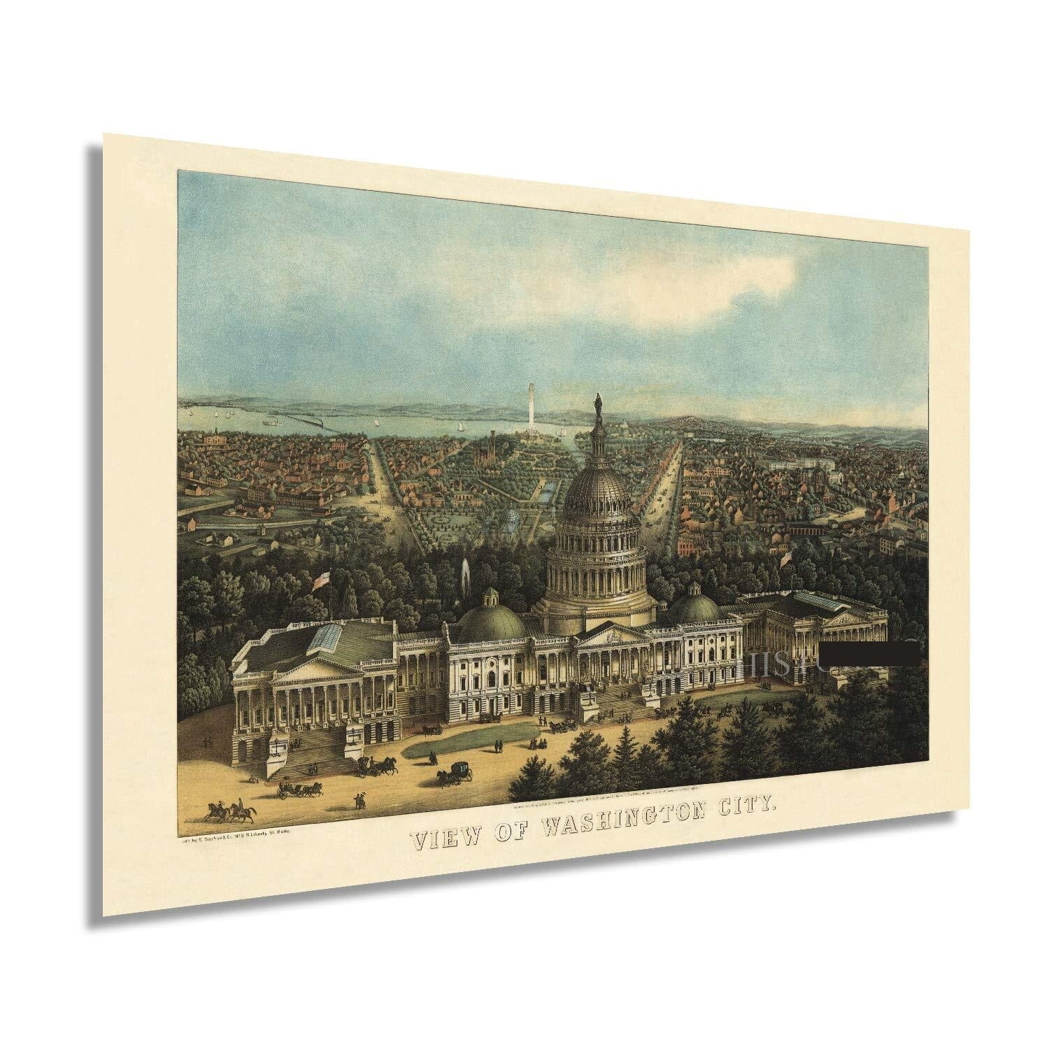 Vintage 1871 Washington DC Map Art Vintage Washington DC Print ...