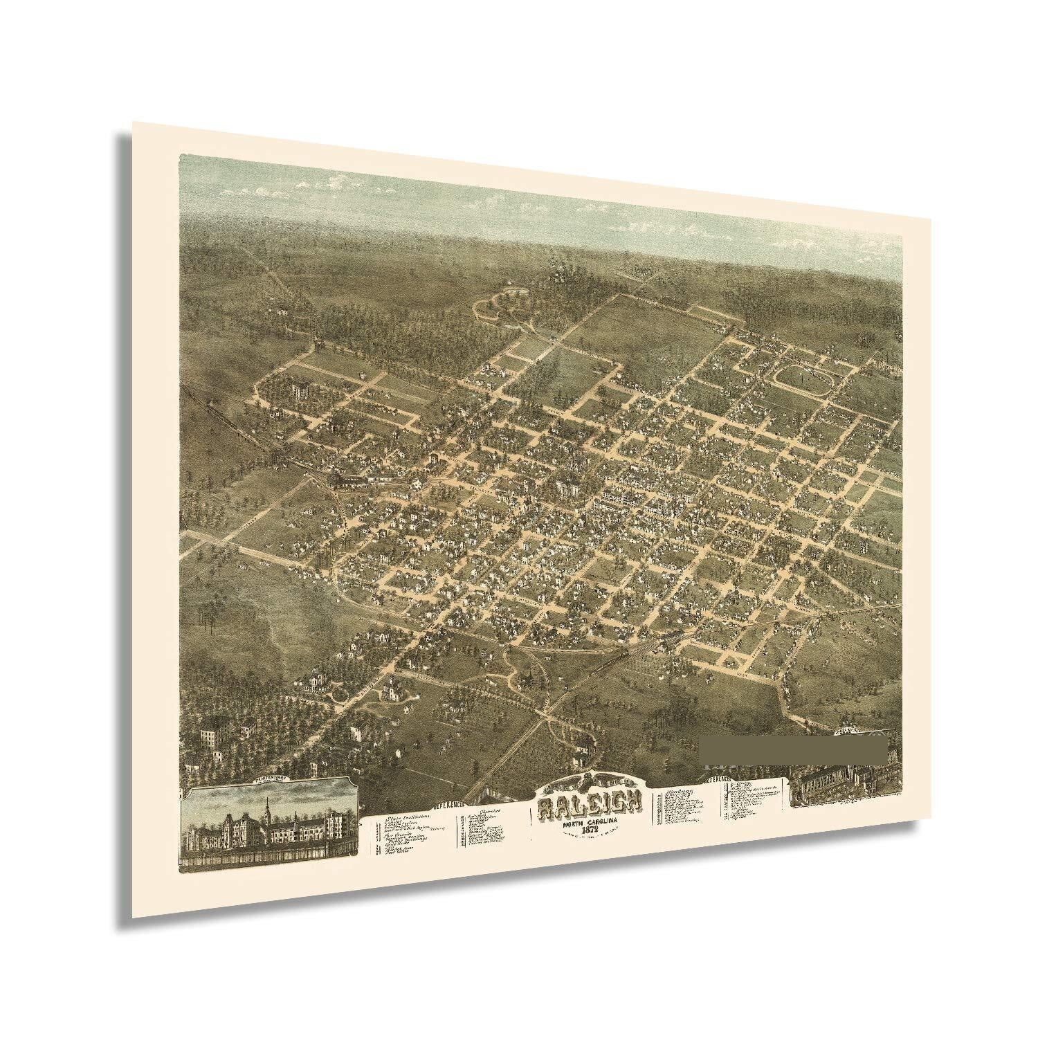 Vintage 1872 Raleigh North Carolina Map Vintage Raleigh Wall Art ...