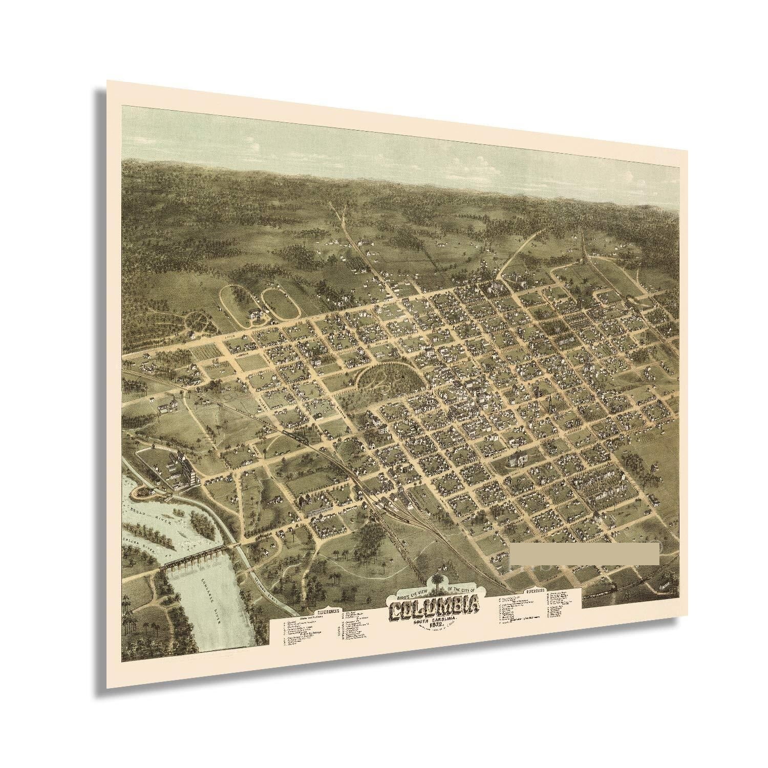 Vintage 1872 South Carolina Map Poster Vintage Map of SC Wall Art - Old ...