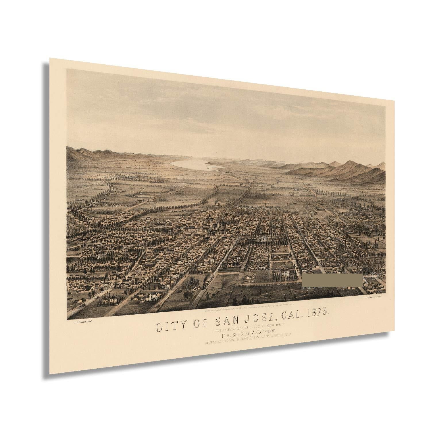 Vintage 1875 San Jose Map Vintage Map of San Jose California - Old San ...