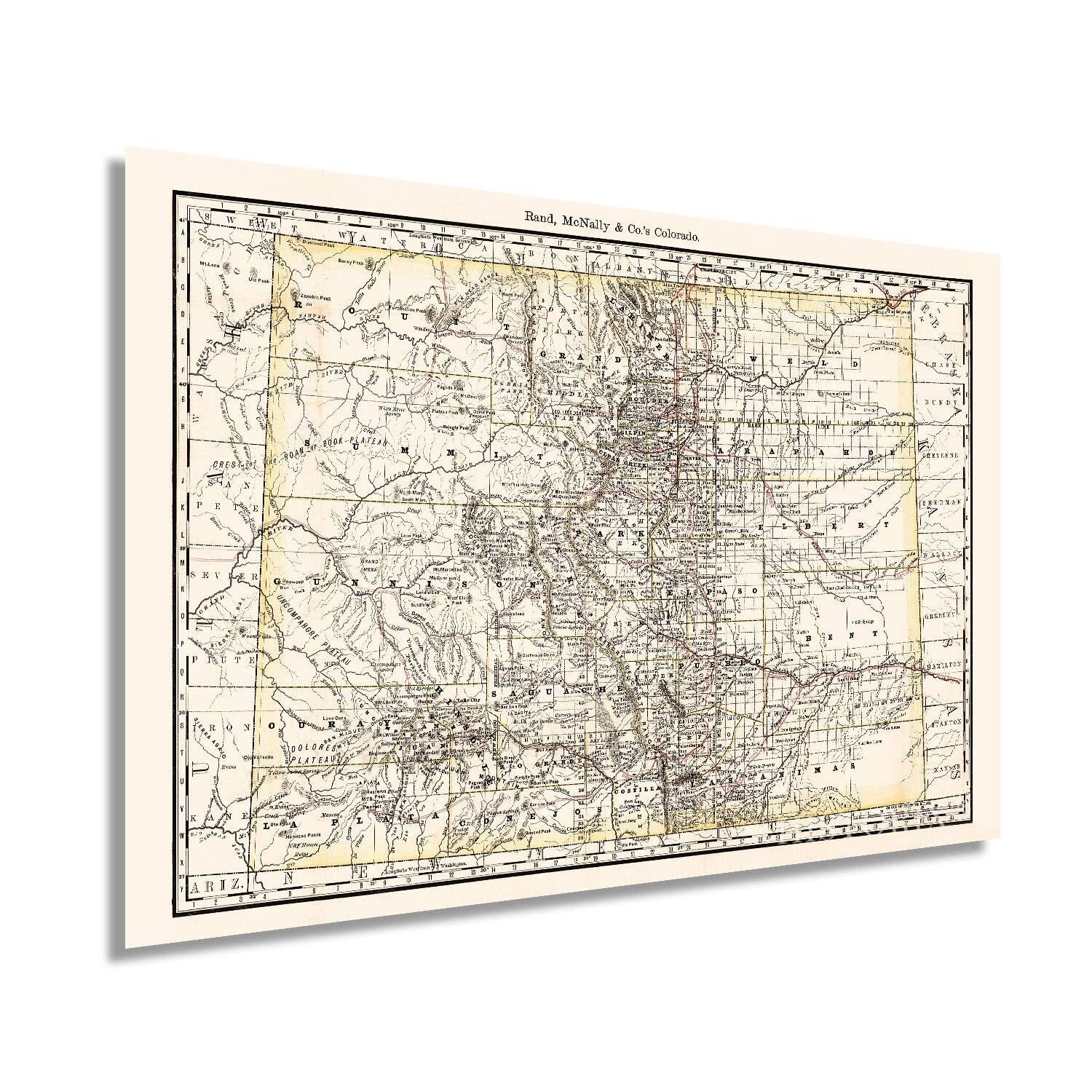 Vintage 1879 Colorado Map Poster Vintage Colorado Map - Old State Map ...