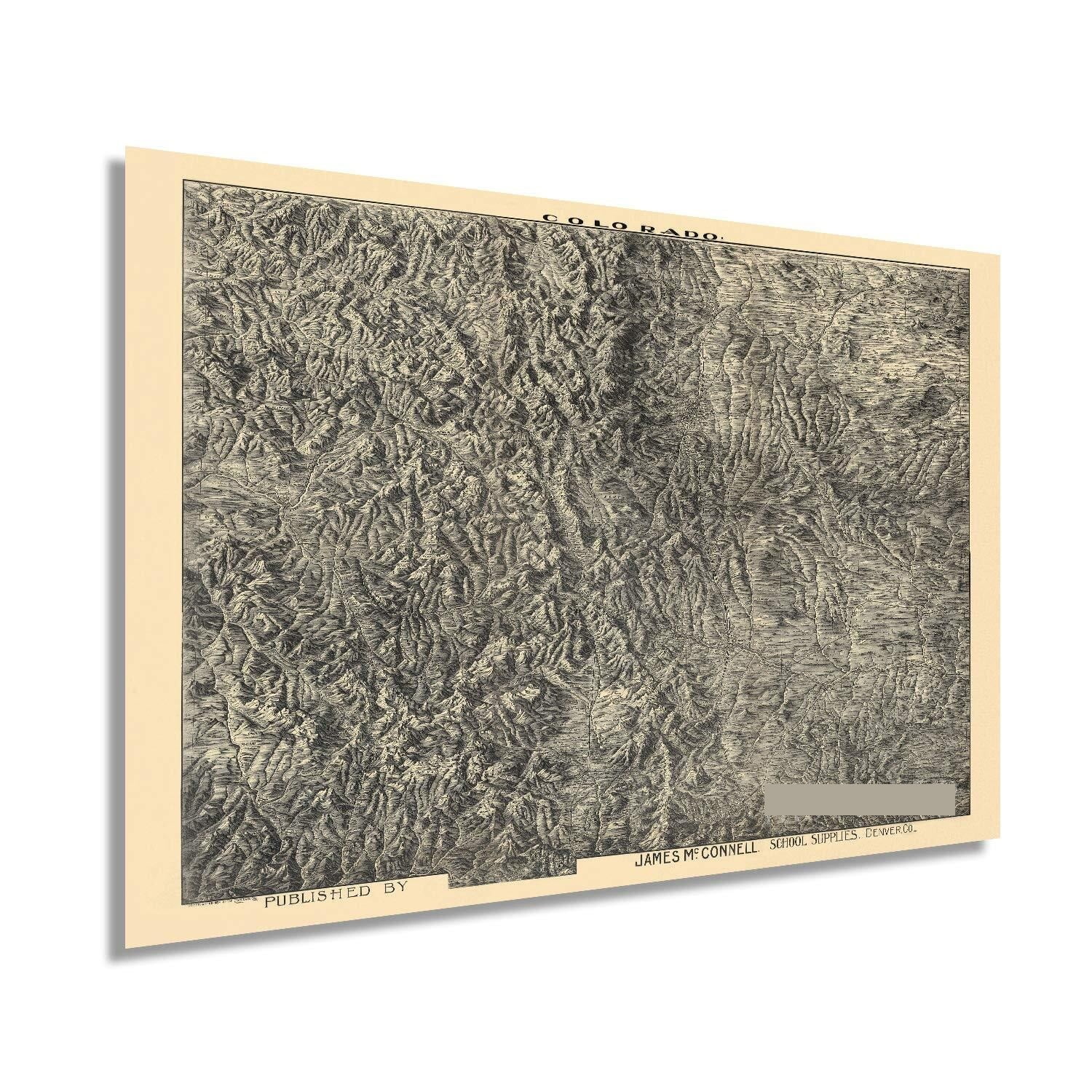 Vintage 1894 Colorado Map Poster Vintage Map of Colorado Wall Art - Old ...