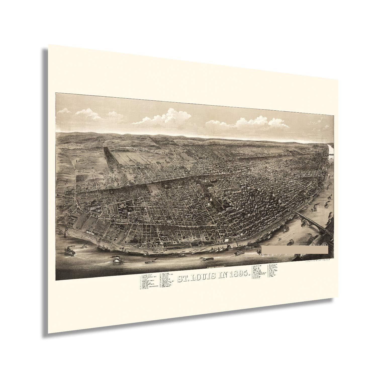 Vintage 1895 Saint Louis Missouri Map Vintage Map of St Louis MO Wall ...