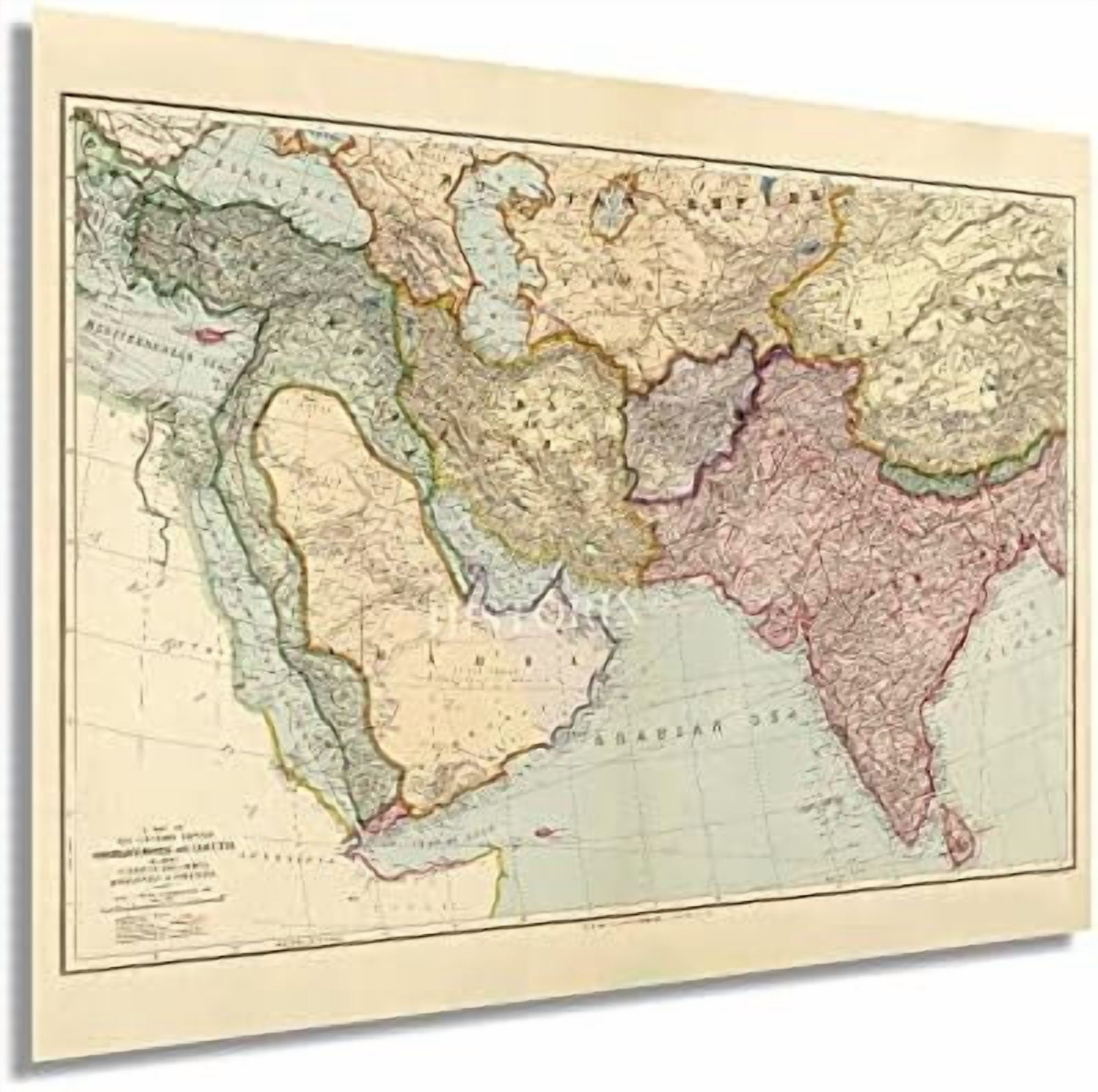 Vintage 1912 Middle East Map - 18x24 Inch Vintage Map of Countries ...
