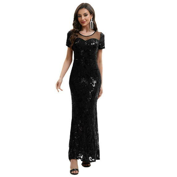 Vintage 1920s Sequin Flapper Dress, Beaded Evening Gown for Women ...
