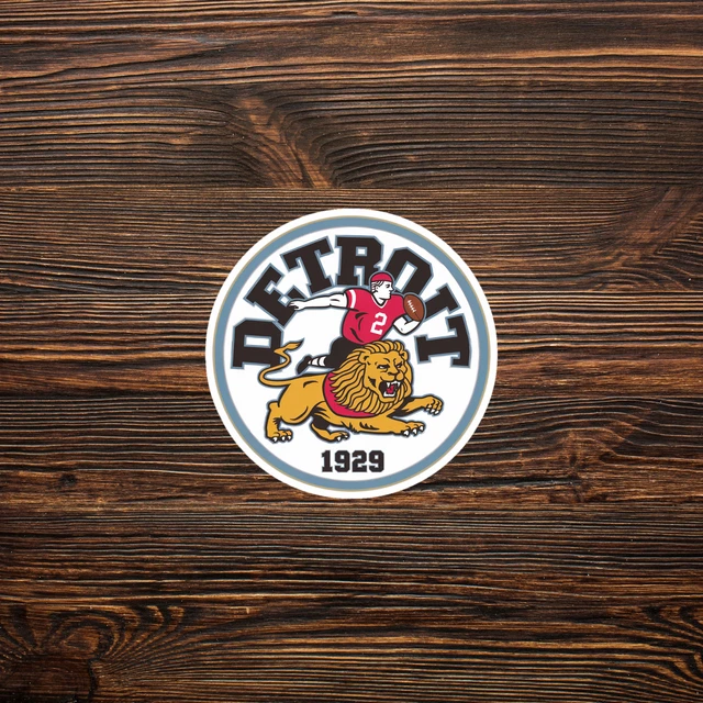 Vintage 1929 Detroit Football Mascot Sticker - Retro Sports Decalphone ...