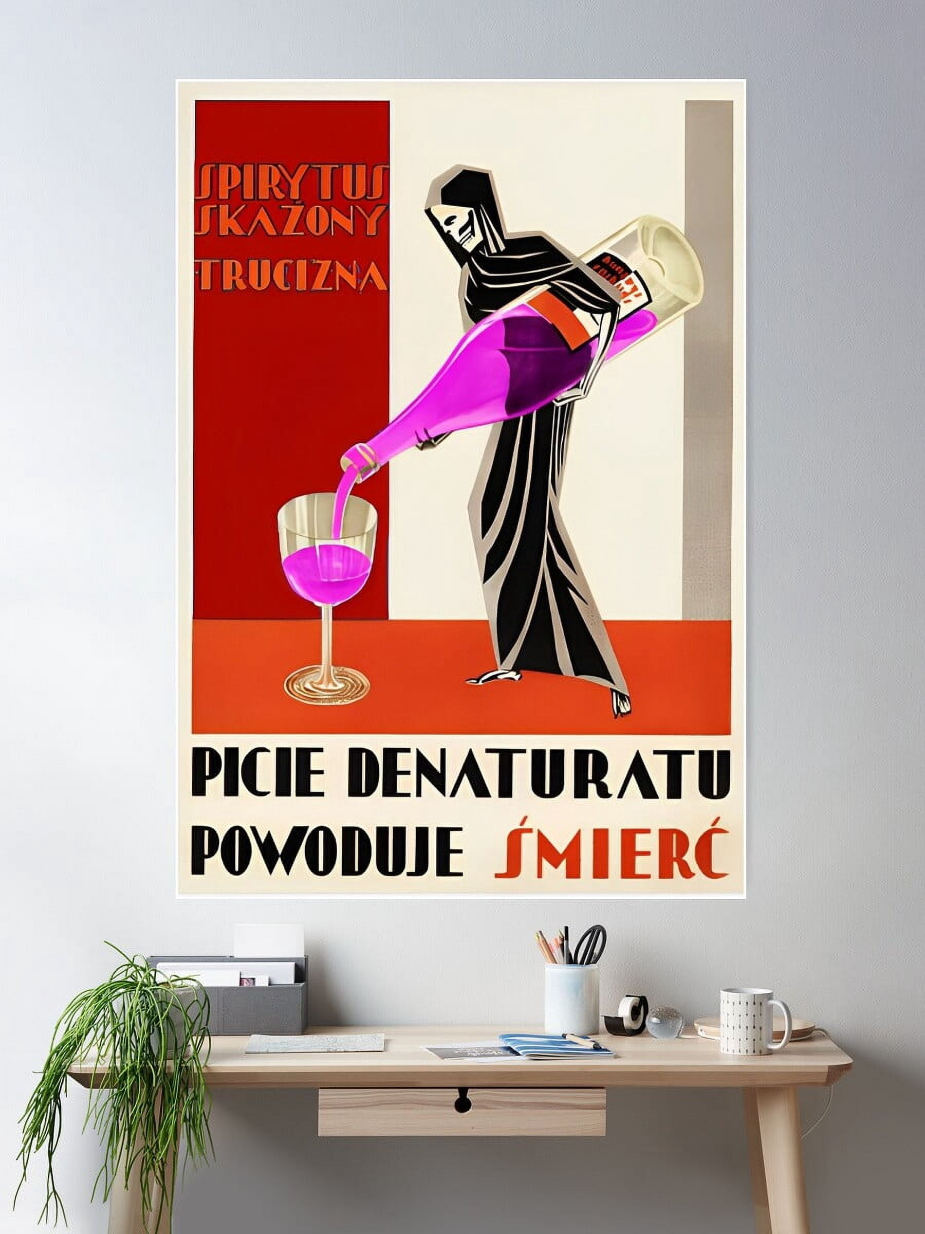 Vintage 1930 Drinking Absinthe Causes Death Alcoholic Beverage Red And ...