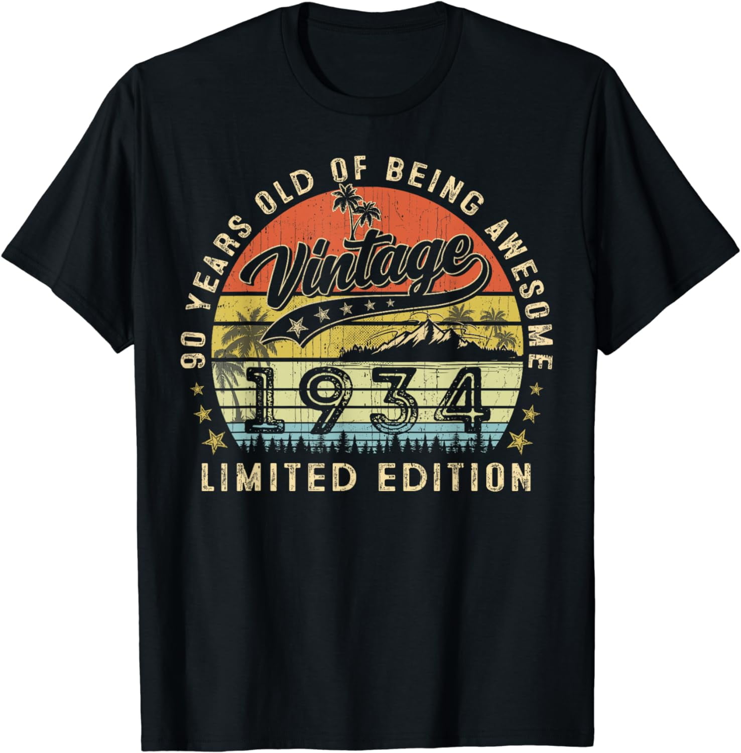 Vintage 1934 Limited Edition 90 Year Old Gifts 90th Birthday T-Shirt ...
