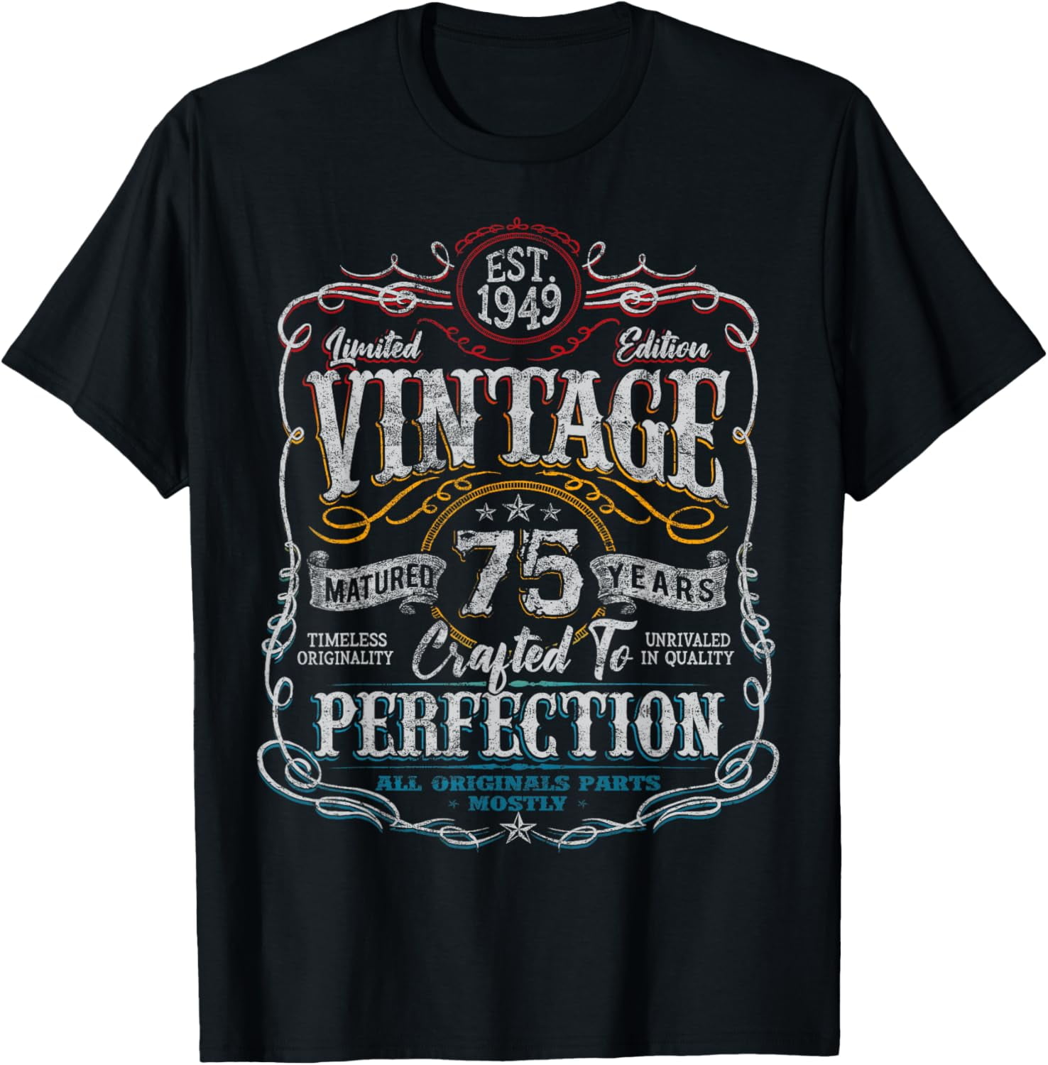 Vintage 1949 Limited Edition Shirt 75 year old 75th Birthday T-Shirt ...