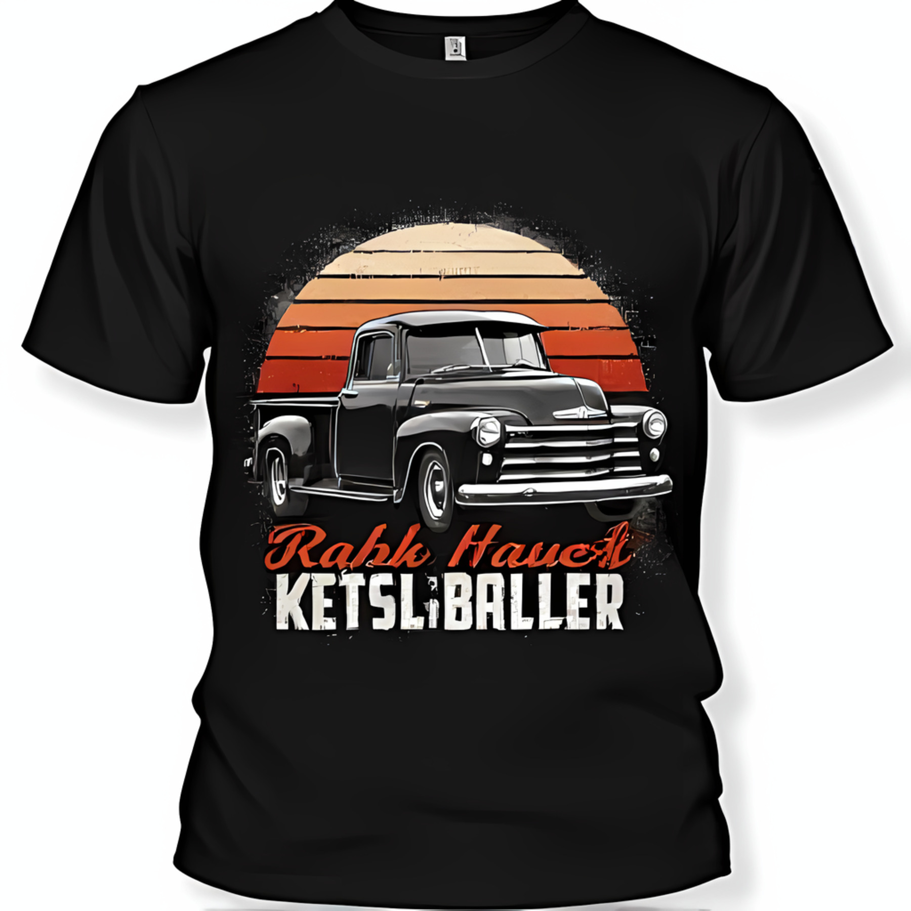 Vintage 1950s Pickup Truck Sunset Black T-Shirt Rahk Hauer Ketslballer ...