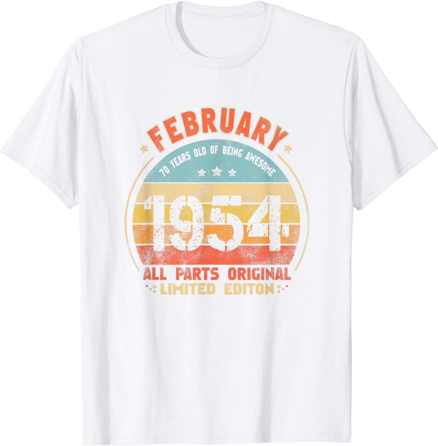 Vintage 1954 Awesome 70th Birthday February 70 Year Old T-Shirt ...
