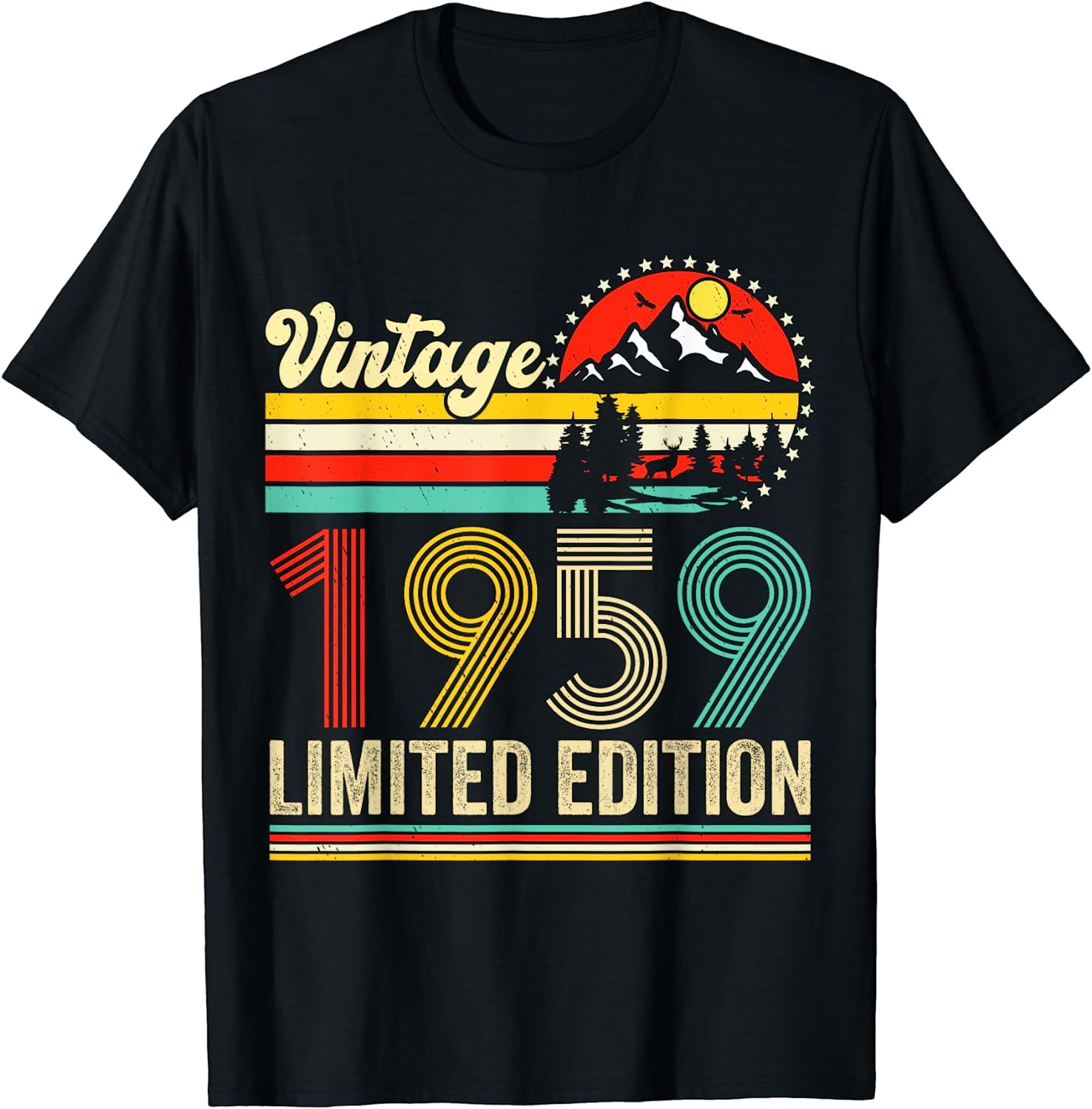 Vintage 1959 Limited Edition 64 years Old 64th Birthday T-Shirt Black ...