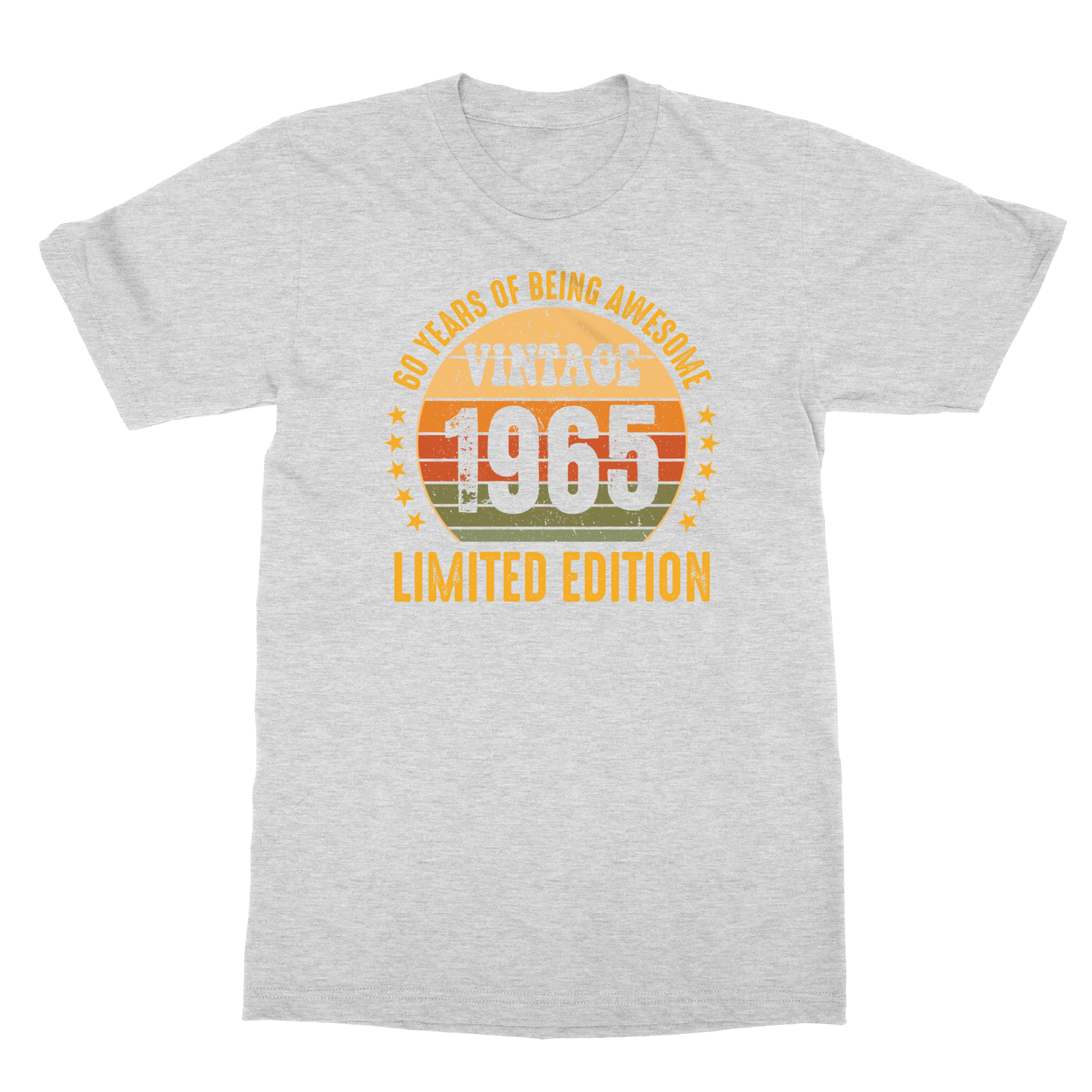 Vintage 1965 60th Birthday Tee - 60 Years Awesome Unisex T-Shirt (Ash ...