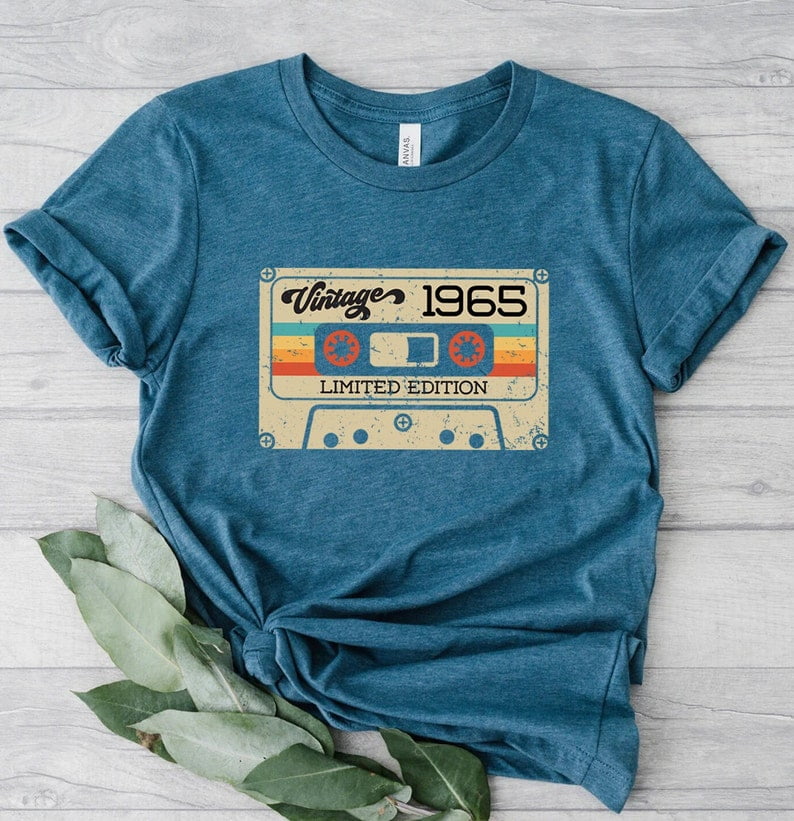 Vintage 1965 Birthday T-shirt – 60th Limited Edition Cassette Party Tee ...