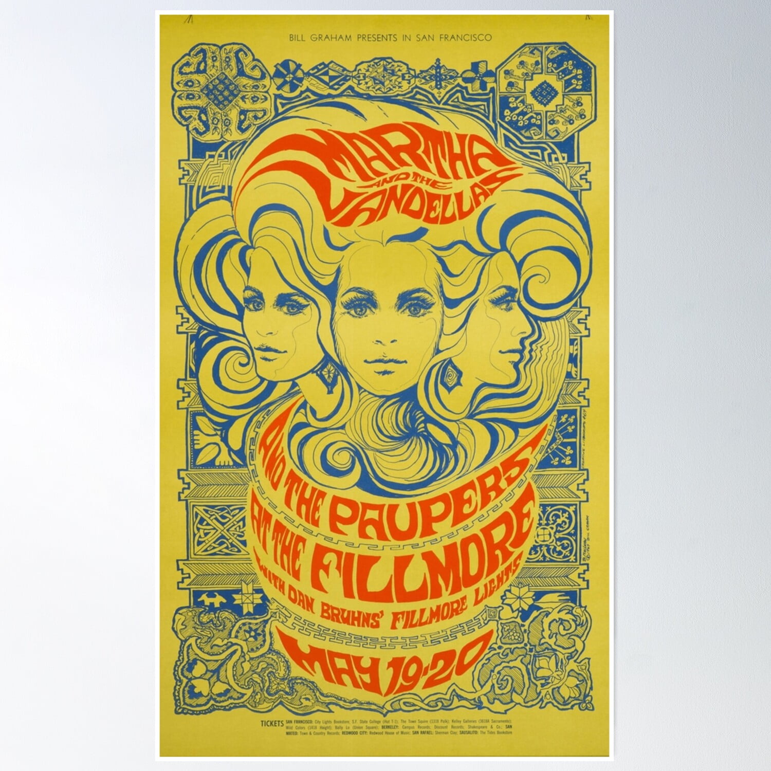 Vintage 1967 Psychedelic Concert Poster Poster Wall Art, Modern Wall ...