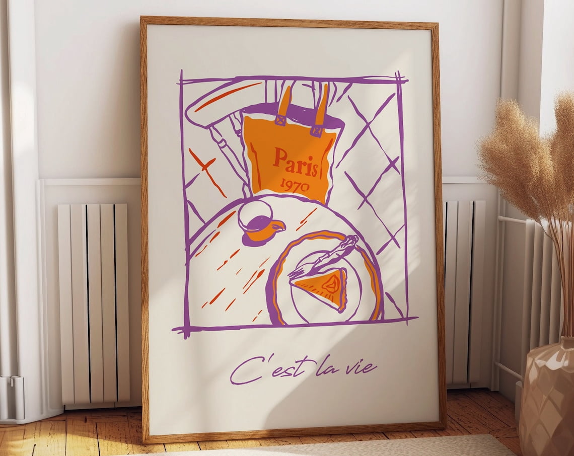 Vintage 1970 Baguette Art Poster - Parisian Nostalgia - 'C'Est La Vie ...
