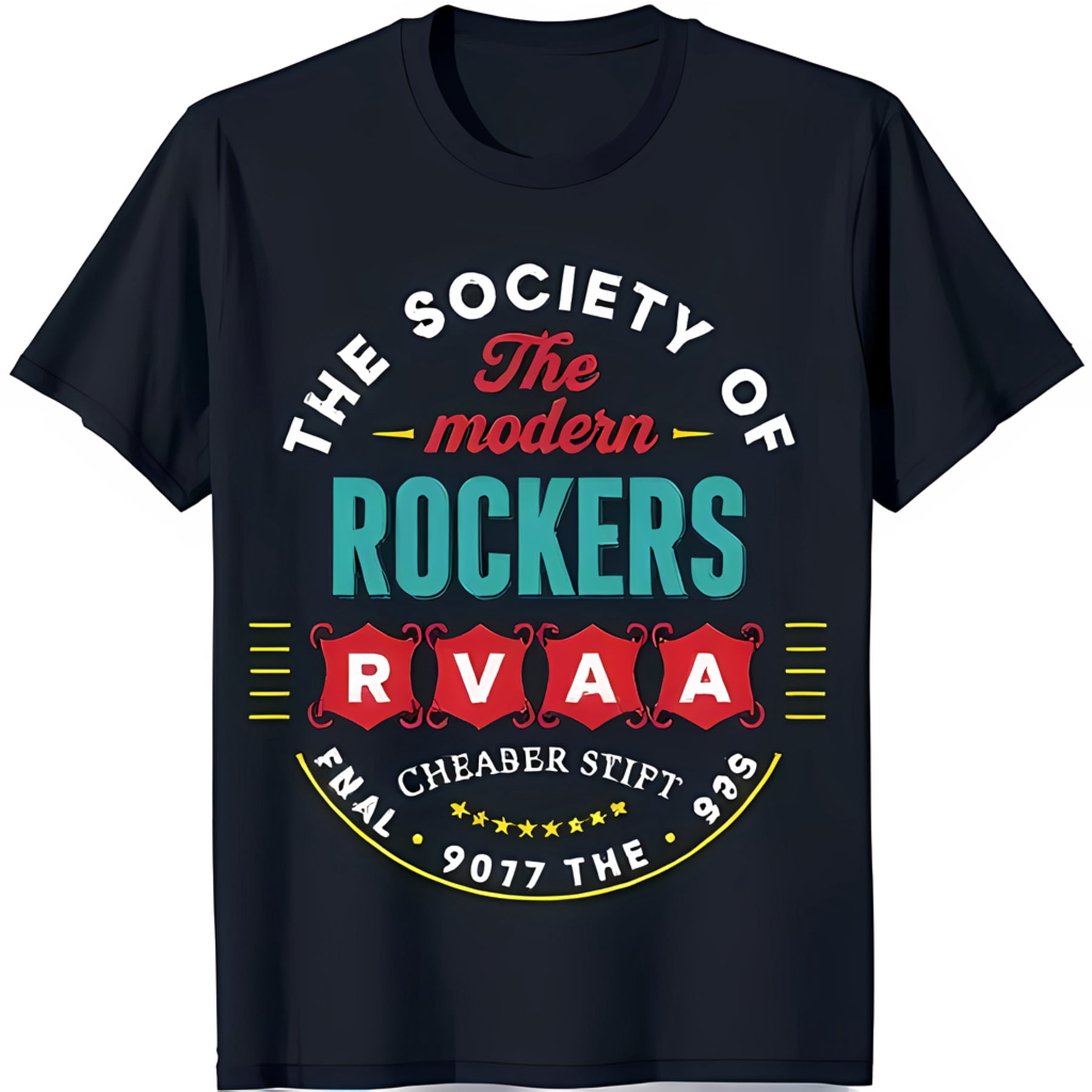 Vintage 1970s Style Black T-Shirt 'The Society of the Modern Rockers ...