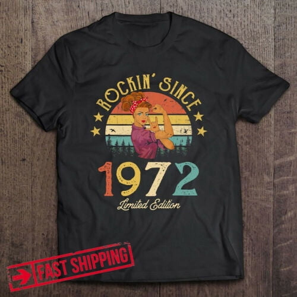 Vintage 1972 Rockin’ Since 50Th Birthday Women 50 Years Old T-shirt ...