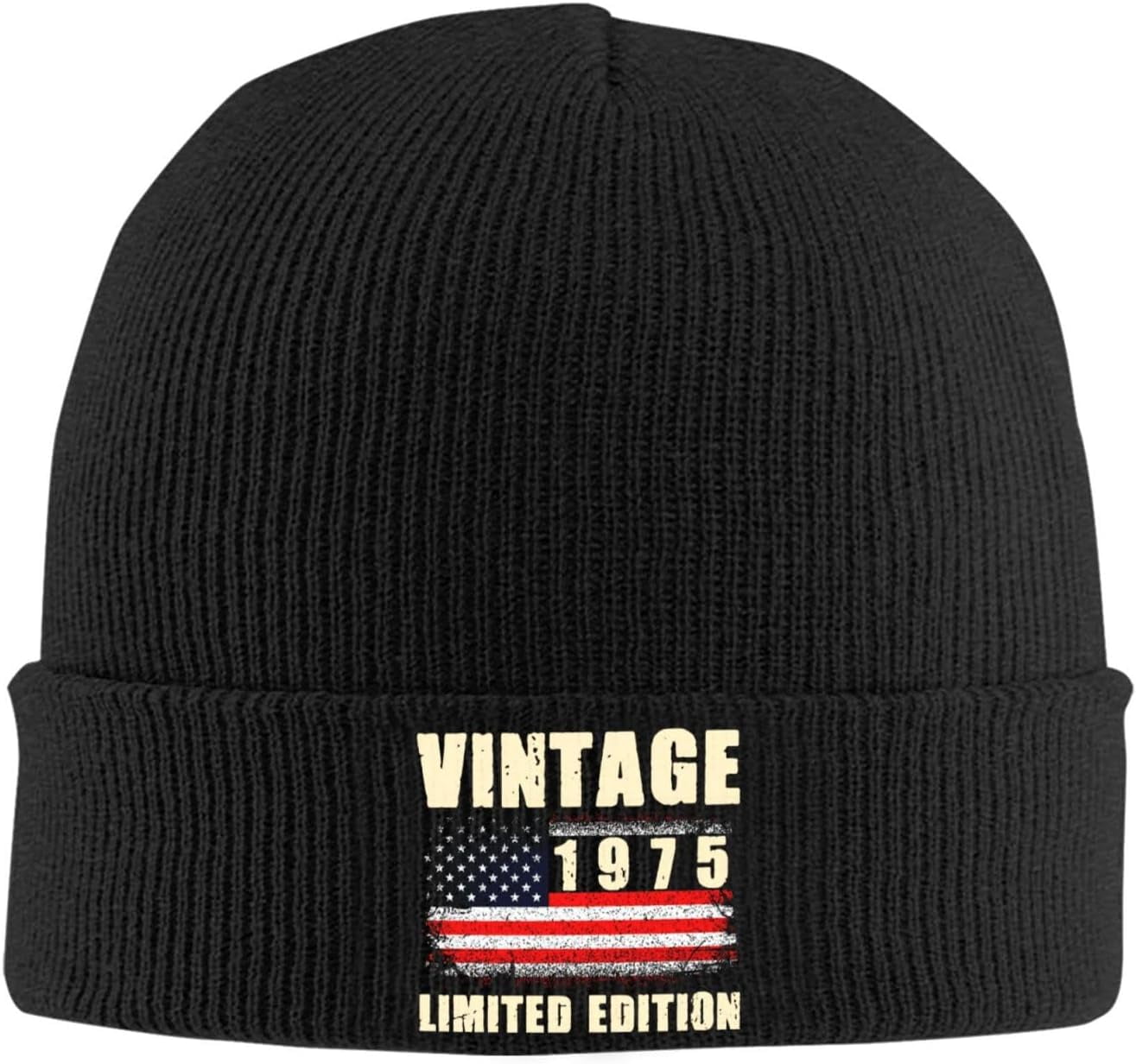 Vintage 1975 50th Birthday Gifts 50 Year Old American Flag Beanie Hats ...