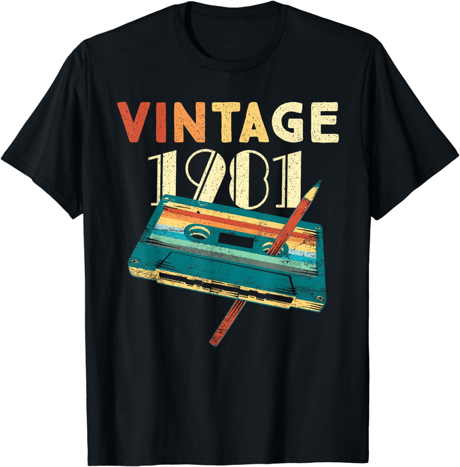 Vintage 1981 Music Cassette 43rd Birthday Gifts 43 Years Old T-Shirt ...