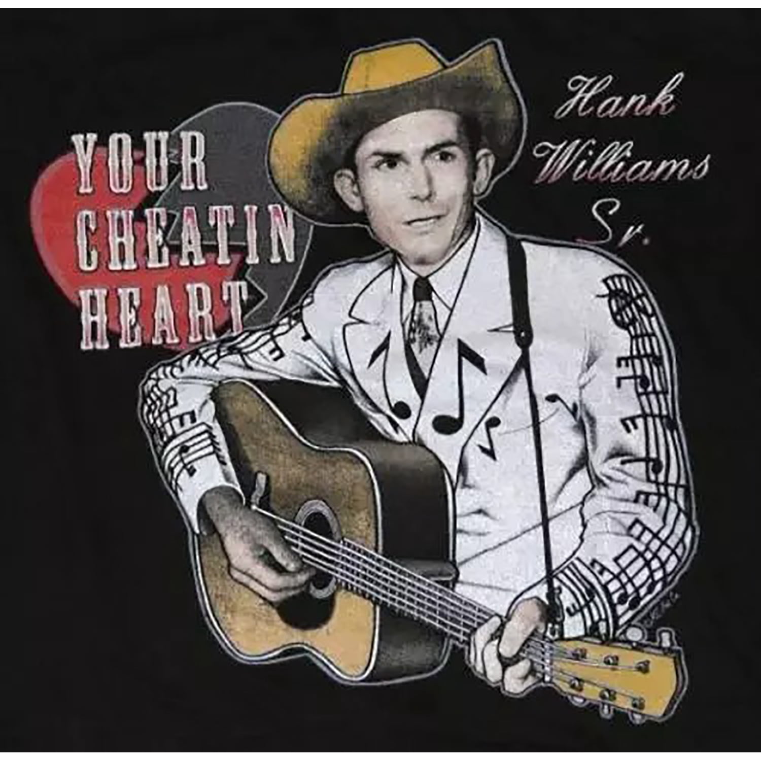 Vintage 1990s HANK WILLIAMS Sr. Country Music Black All Size Shirt ...
