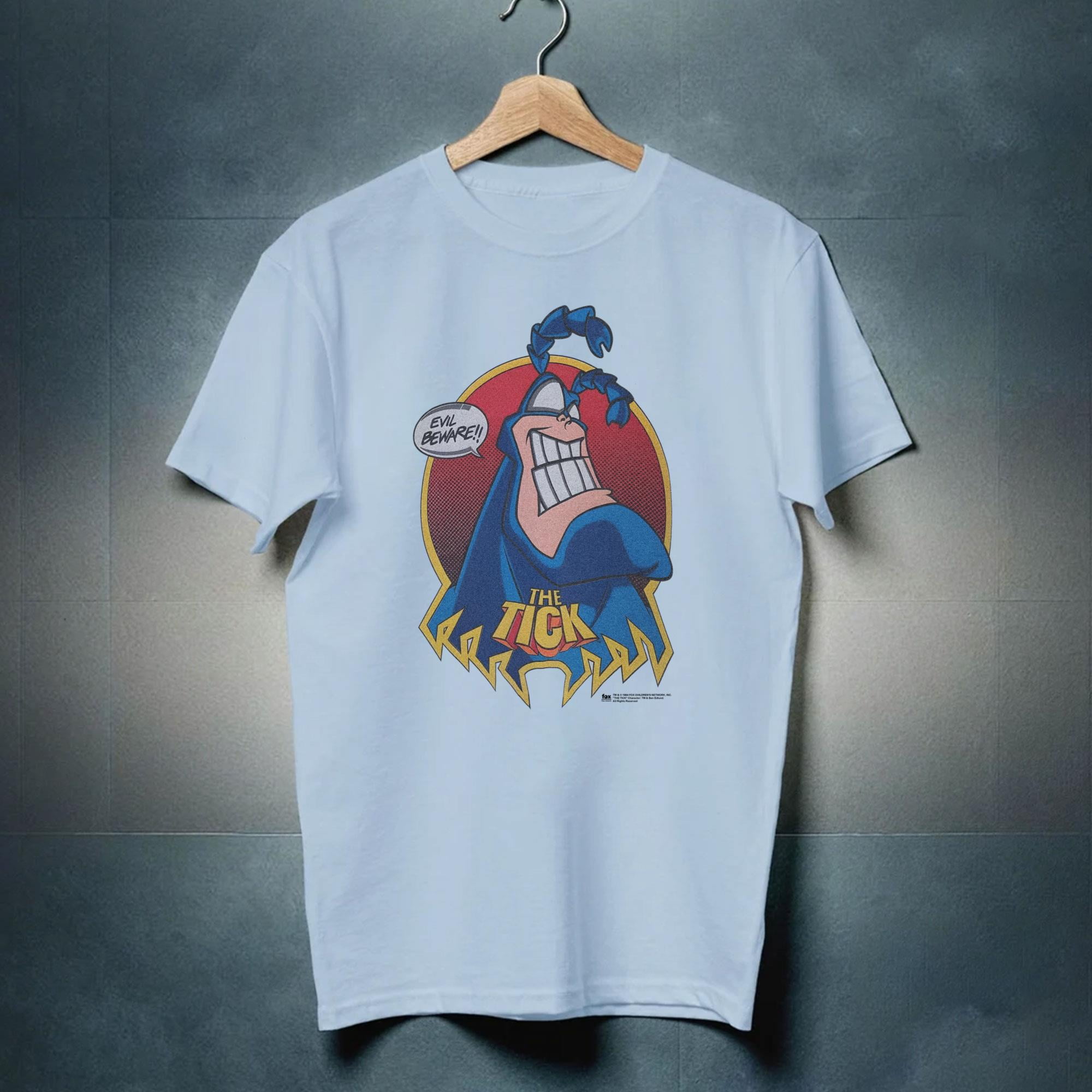Vintage 1994 The Tick Cartoon Evil Beware Fox Children Distressed T ...