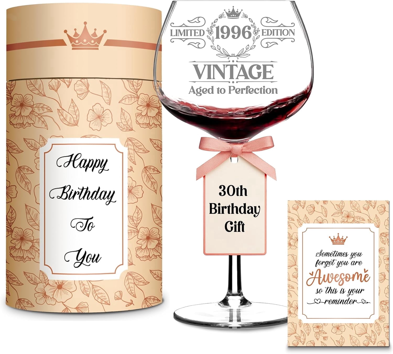 Vintage 1996 Engraved Wine Glass - 30th Birthday Gifts for Her, 30 Year ...