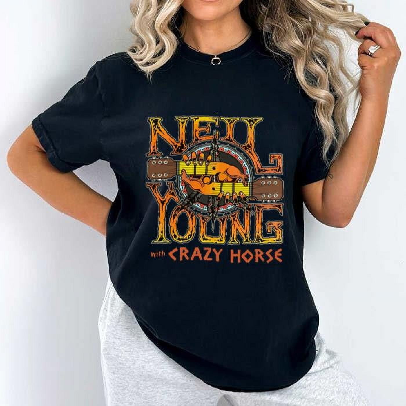 Vintage 1996 Neil Young Crazy Horse World Tour Rock Legend Comfort Color T-Shirt, for men ...