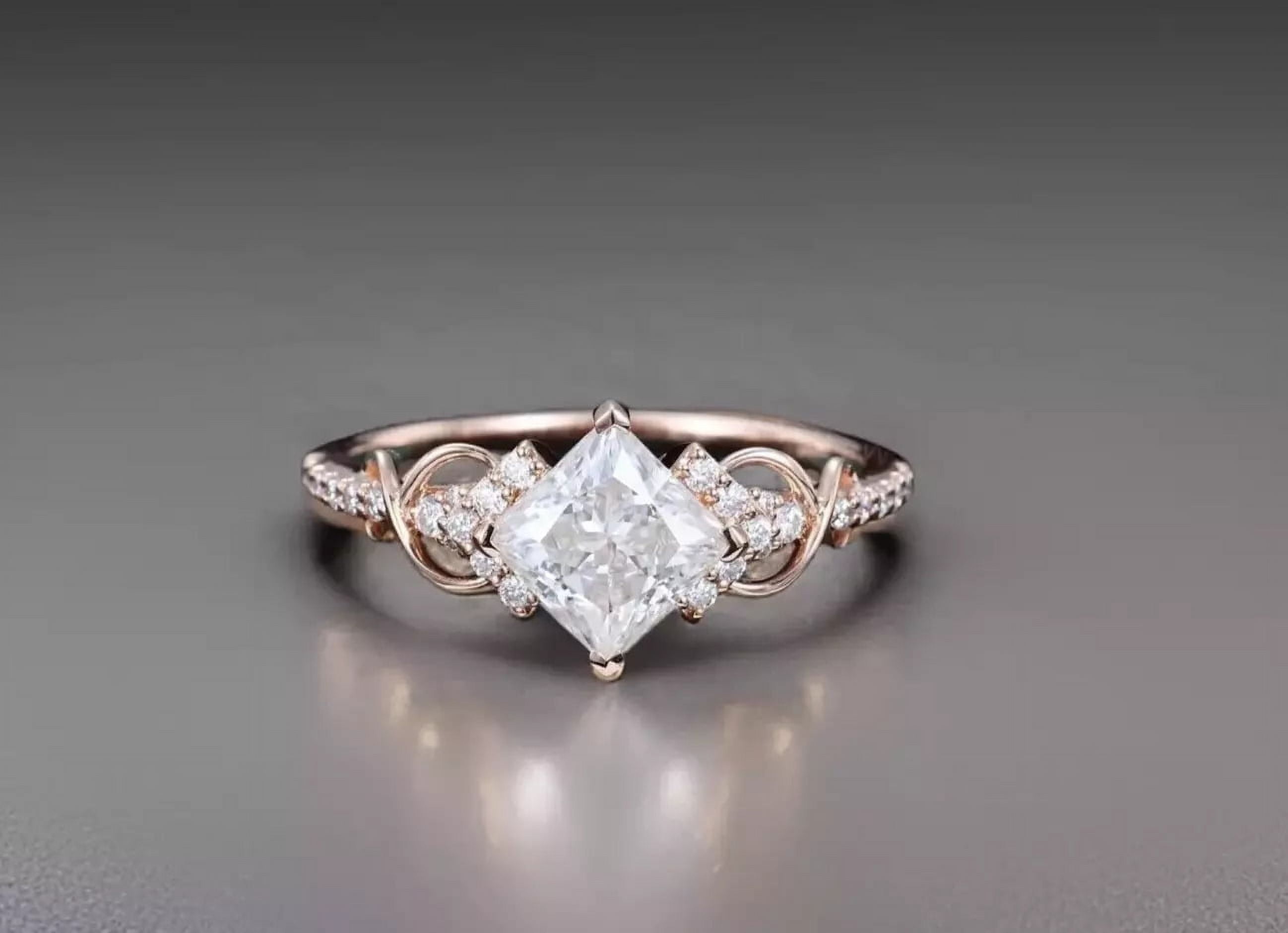 Vintage 2 CT Princess Cut Certified Moissanite Diamond Ring Anniversary ...