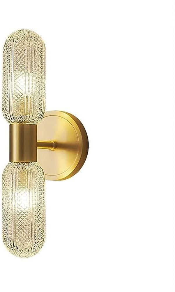 Vintage 2 Light Brass Wall Lamp Modern Cylindrical Glass Wall Lights ...